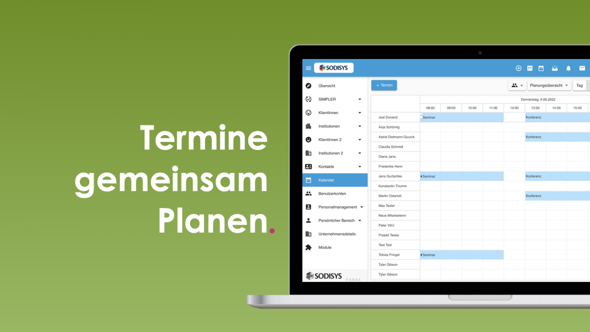 Kalender mit Termin- und Ressourcenplanung – SODISYS | Digital werden. Sozial bleiben.